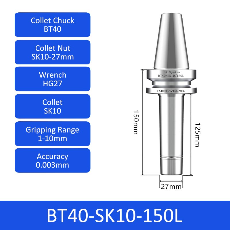 BT40-SK10-150L High-speed Collet Chuck Machining Center Precision CNC – Da Blacksmith