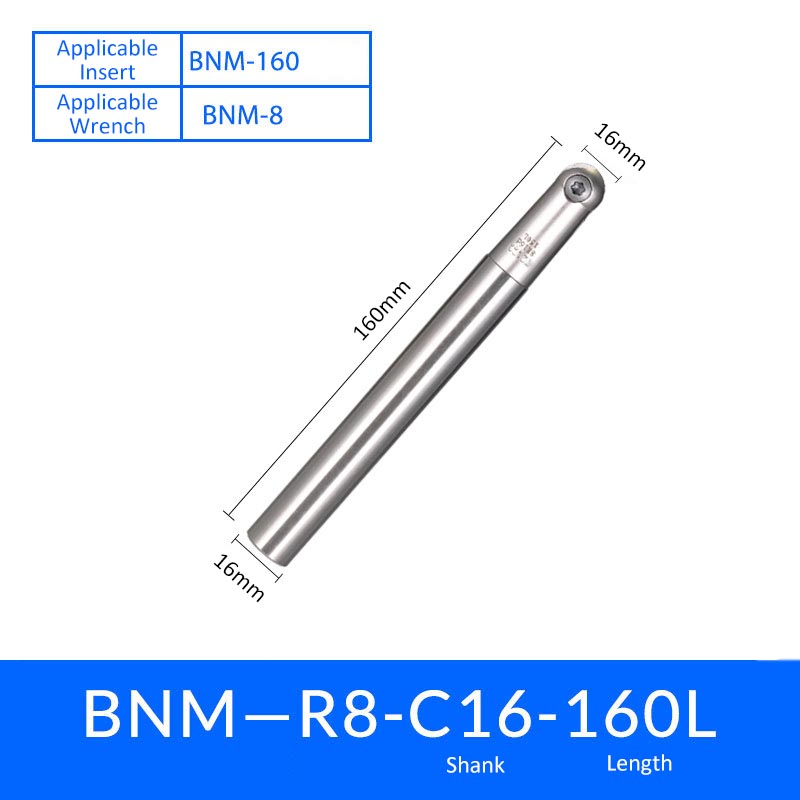 BNM R8-C16-160 Ball Head Milling Cutter Tool Holder for Semi-Finishing ...