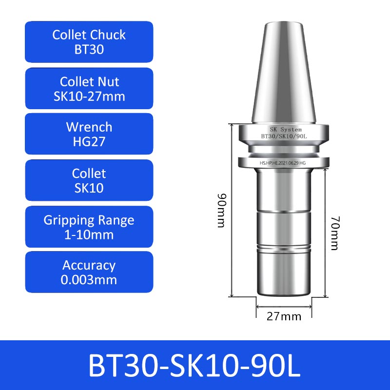 BT30-SK10-90L High-speed Collet Chuck Machining Center Precision CNC T ...