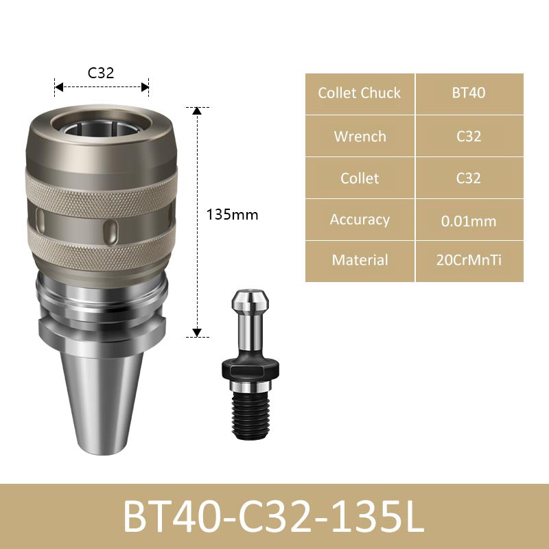 BT40-C32-135 Dust-proof Powerful Milling Collet Chuck for CNC Machinin ...
