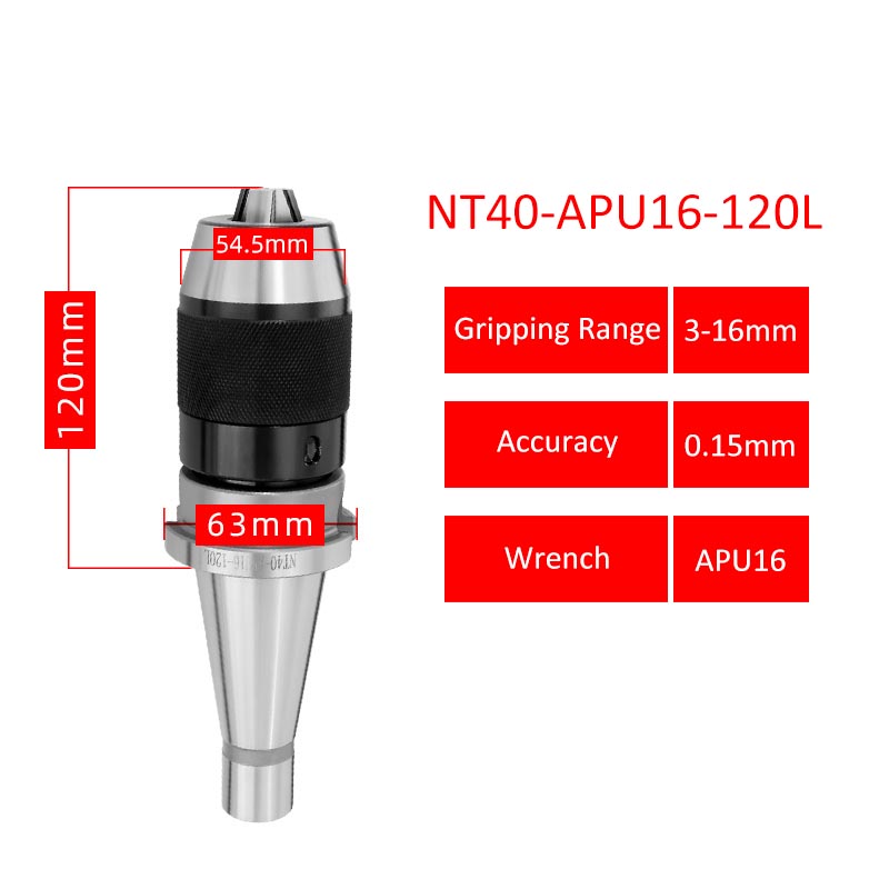 NT40-APU16-120L Drill Bit Collet Chuck Three-jaw Fastening for CNC Mac ...