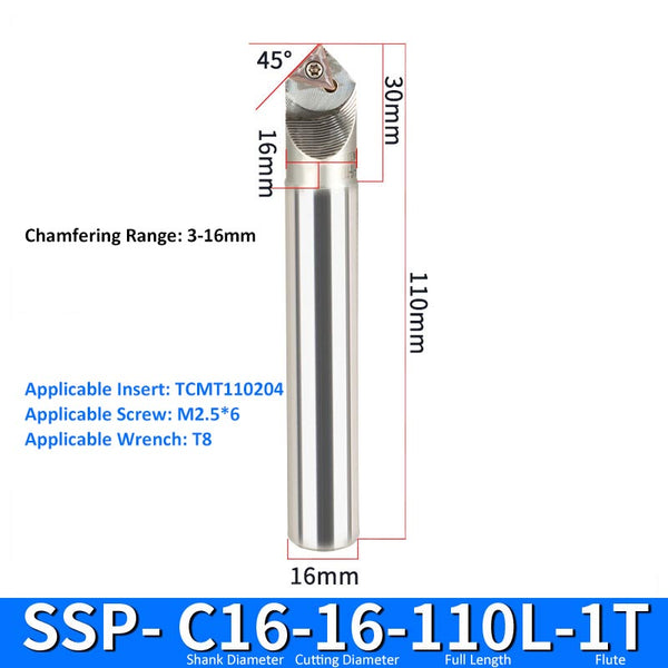 SSP C16-16-110-1T CNC Chamfering Milling Cutter Toolholder 30/60/45/12 – DaBlacksmith